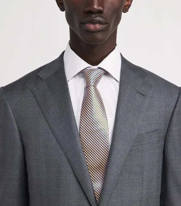 Eton Geometric Neck Tie - Orange