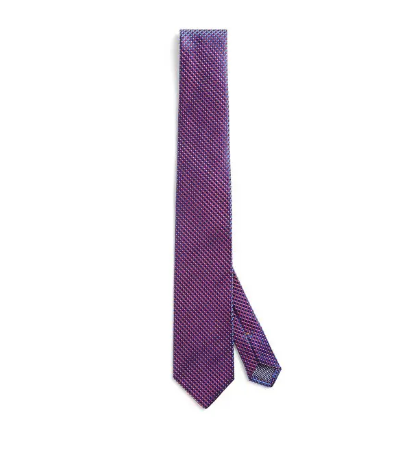 Eton Silk Geometric Tie - Burgundy