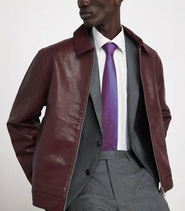 Eton Silk Geometric Neck Tie - Red