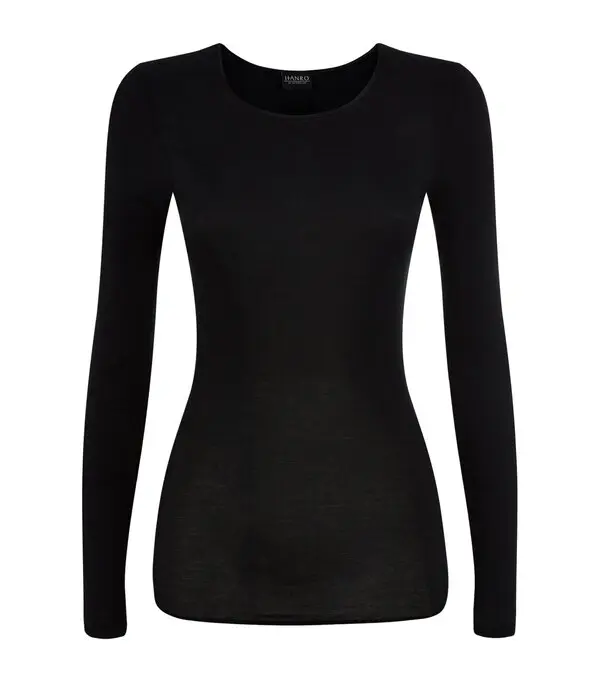 Hanro Cotton Seamless Long-sleeved Top - Black