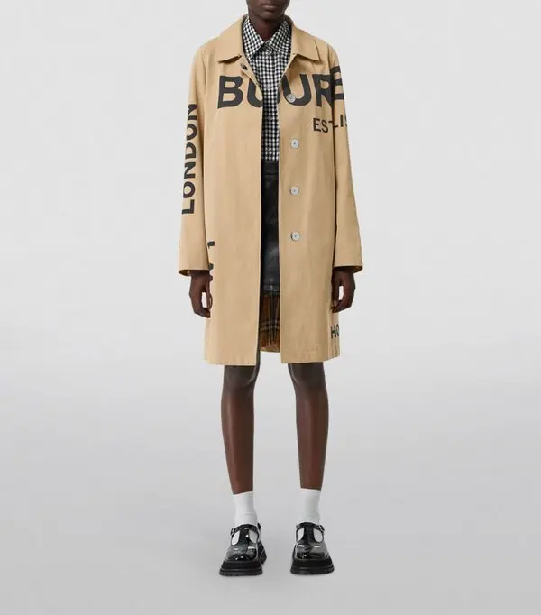 Burberry Gabardine Horseferry Print Car Coat - Neutrals | Editorialist