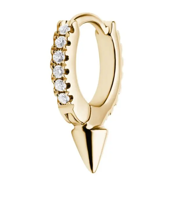 MARIA TASH Yellow Single Short Spike Diamond Eternity Hoop Earring - Gold