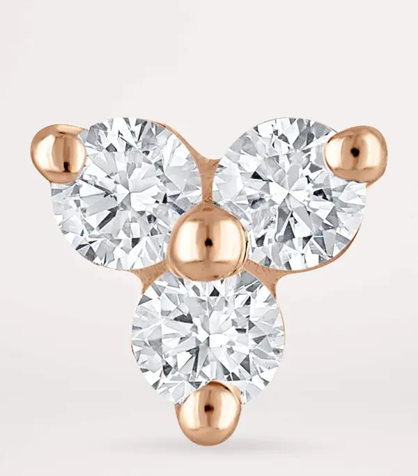 MARIA TASH Gold Diamond Trinity Threaded Stud Earring - Rose Gold