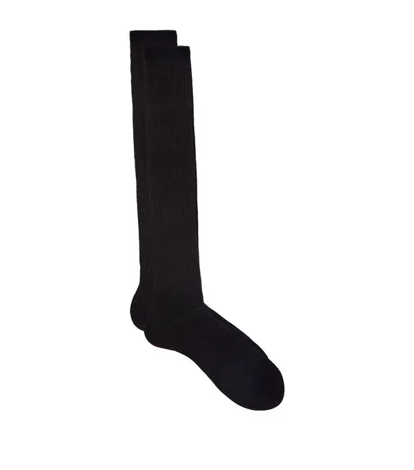 Pantherella Merino Wool Ribbed Socks - Black
