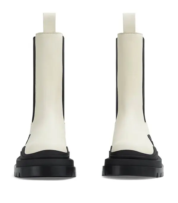 Bottega Veneta Leather Tire Chelsea Boots - White