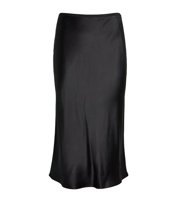 JOSEPH Silk Satin Isaak Midi Skirt - Black