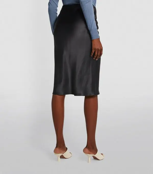 JOSEPH Silk Satin Isaak Midi Skirt - Black