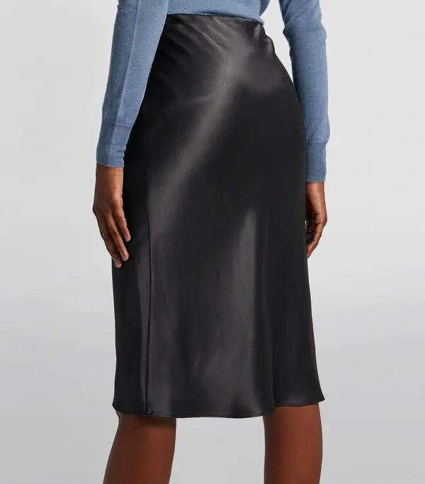 JOSEPH Silk Satin Isaak Midi Skirt - Black