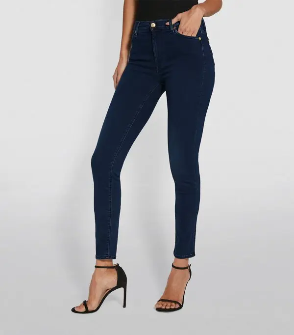 7 For All Mankind Slim Illusion Luxe High-rise Skinny Jeans - Navy