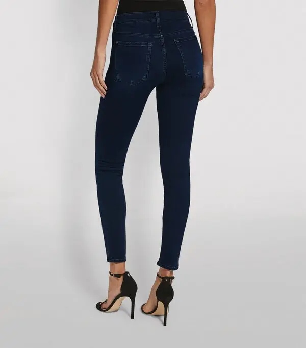 7 For All Mankind Slim Illusion Luxe High-rise Skinny Jeans - Navy