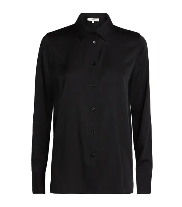 Vince Silk-blend Slim-fit Blouse - Black