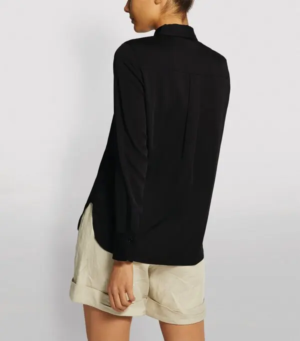 Vince Silk-blend Slim-fit Blouse - Black