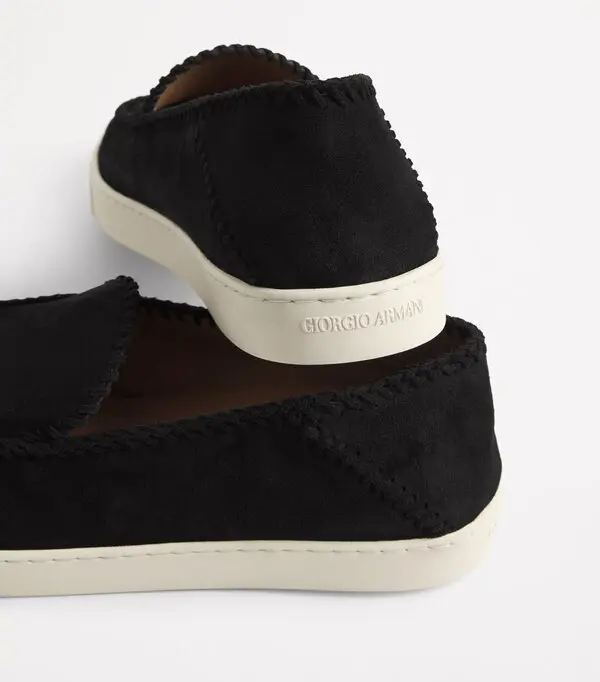 Giorgio Armani Suede Loafers - Black