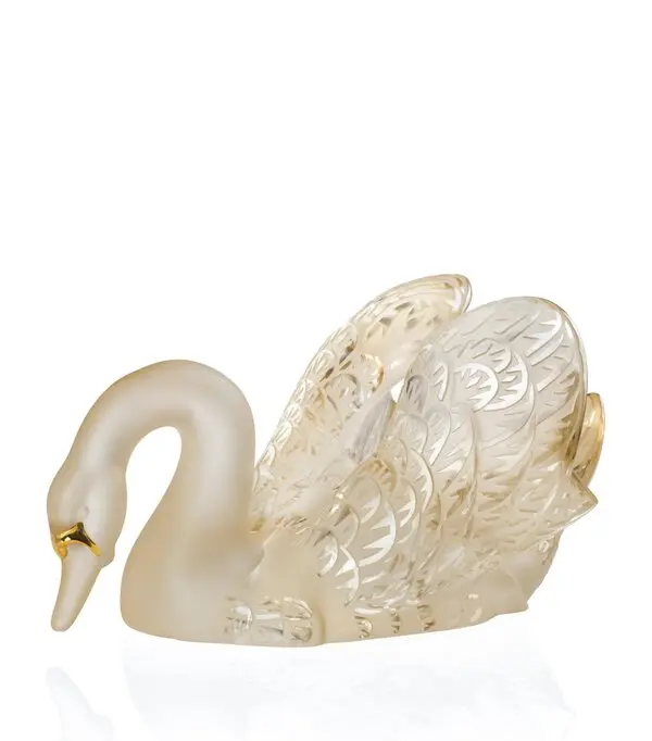 Lalique Swan Head Down Figure - Clear
