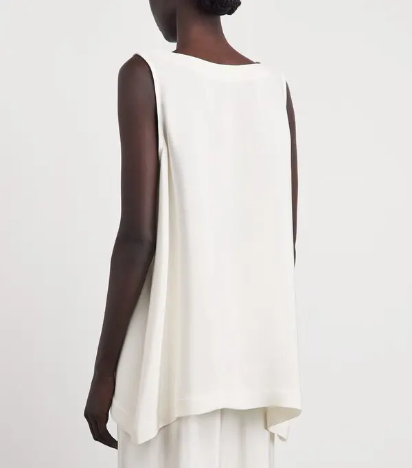 Eskandar Silk Sleeveless Top - White