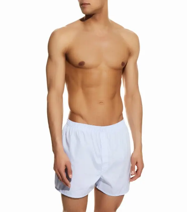 Sunspel Mini Check Boxers - Blue