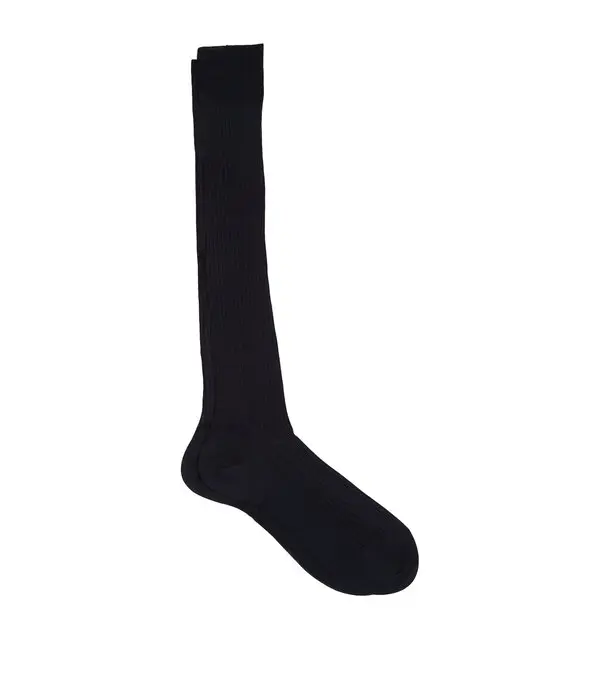Pantherella Egyptian Cotton Lisle Long Sock - Navy