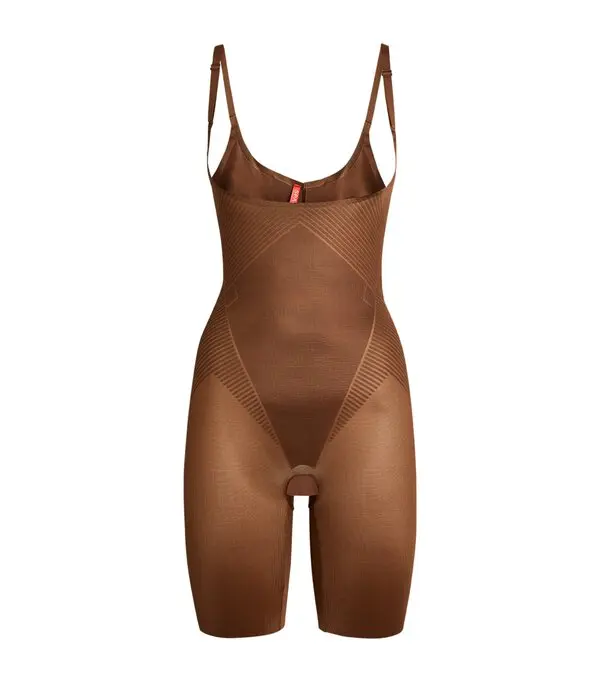 Spanx Shape Invisible Open-bust Mid-thigh Bodysuit Medium Control - Brown