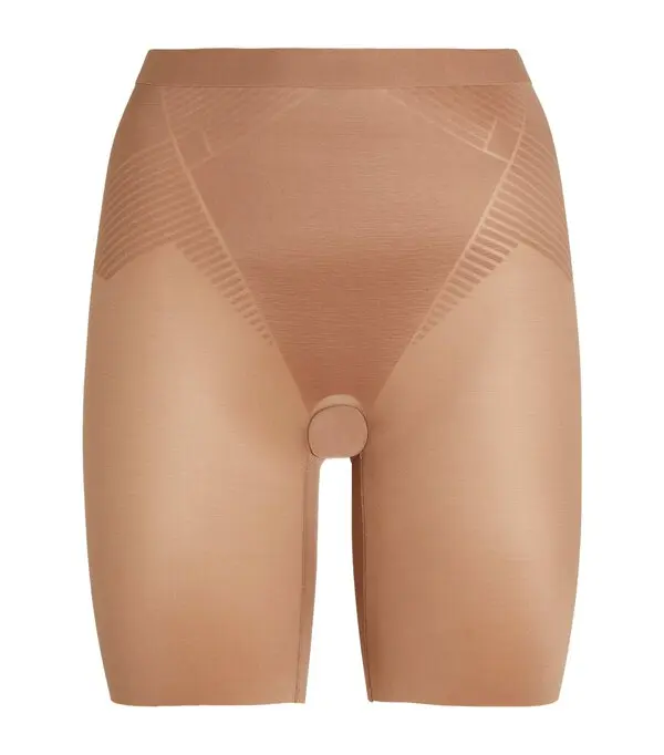Spanx Shape Invisible Mid-thigh Shorts Medium Control - Brown