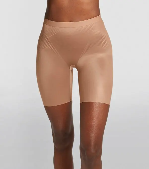 Spanx Shape Invisible Mid-thigh Shorts Medium Control - Brown