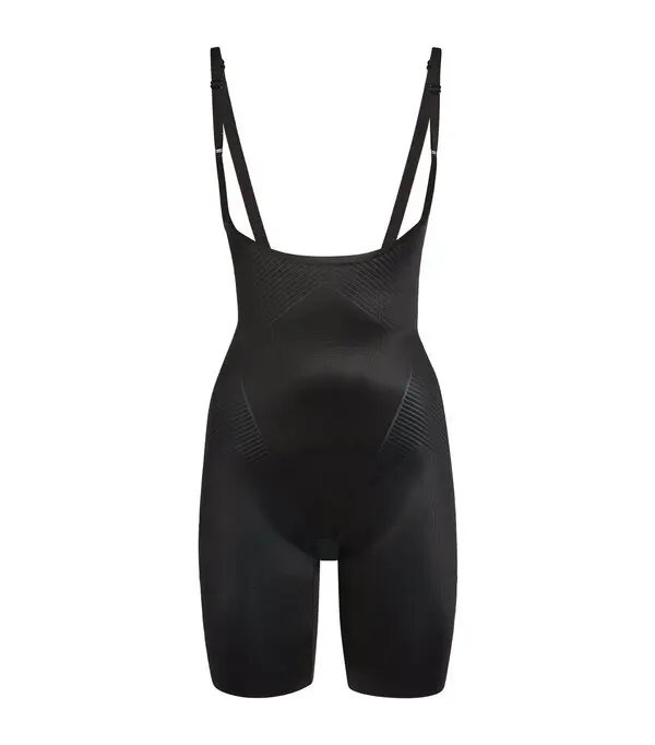 Spanx Shape Invisible Open-bust Mid-thigh Bodysuit Medium Control - Black