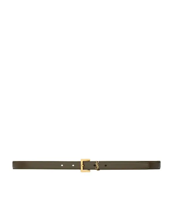 Saint Laurent Leather Monogram Belt - White