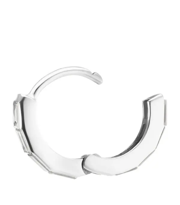 MARIA TASH Gold And Diamond Invisible Set Baguette Eternity Hoop Earring - White