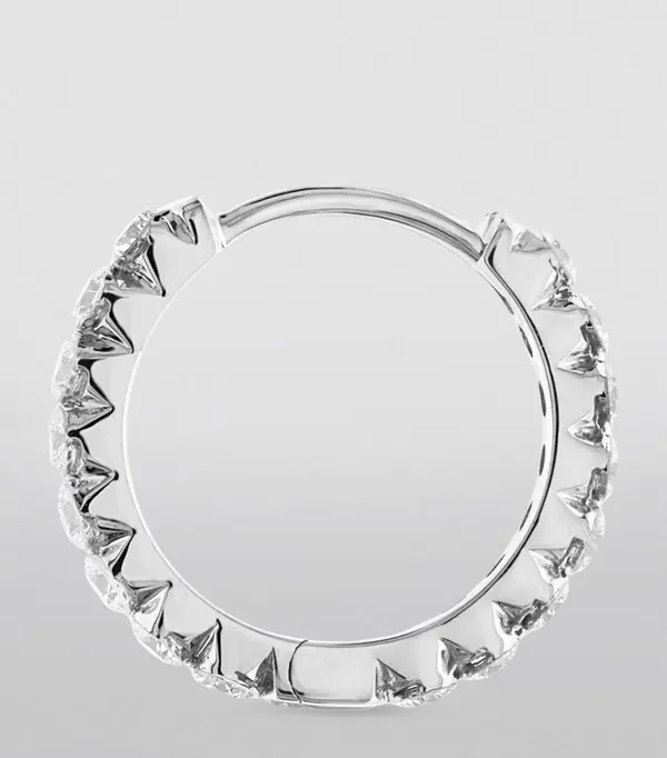MARIA TASH Gold Invisible Set Diamond Eternity Hoop Earring - White