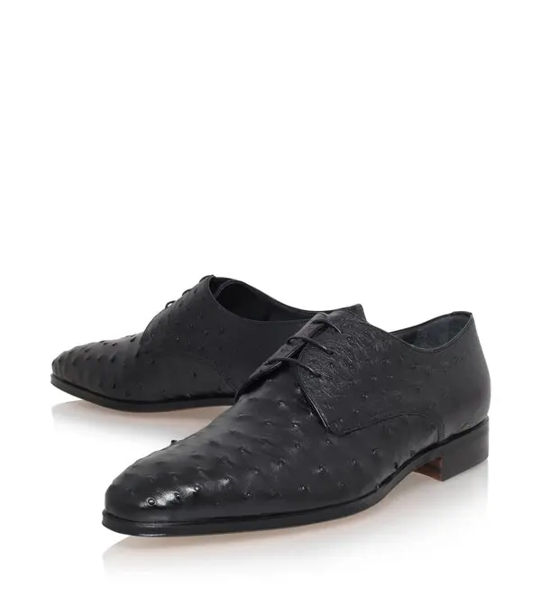 STEMAR Ostrich Derby Shoes - Black