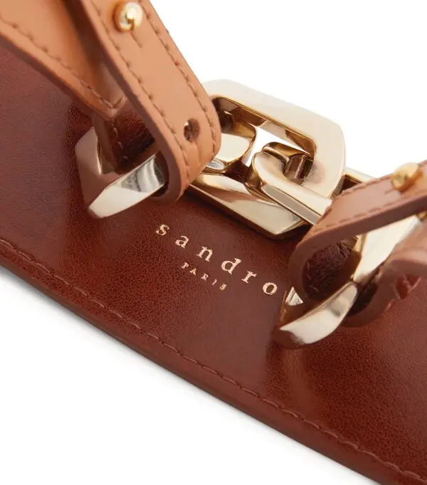 Sandro Leather Belt With Chain
