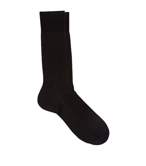 Pantherella Merino Wool-blend Short Socks - Black