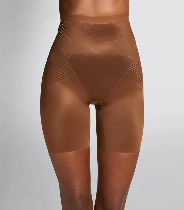 Spanx Shape Invisible High-waist Mid-thigh Shorts Medium Control - Brown