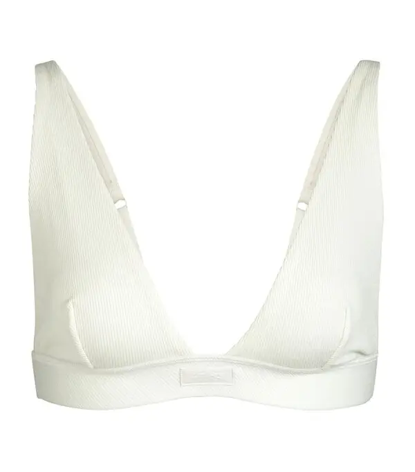 SKIMS Cotton-blend Plunge Bralette - Ivory