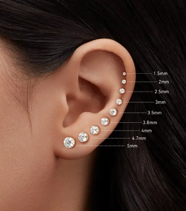MARIA TASH Invisible Set Diamond Threaded Stud Earring