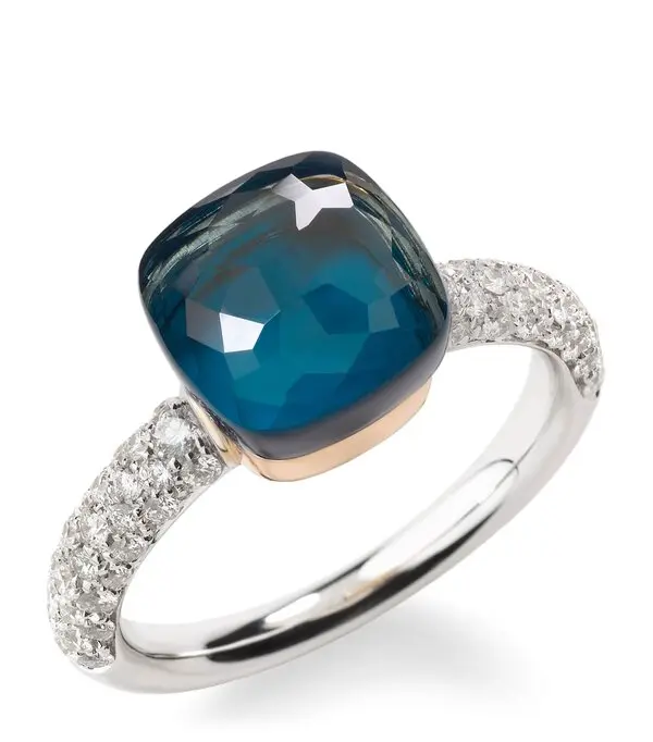 Pomellato Nudo Ring With Topaz And Diamond - Blue