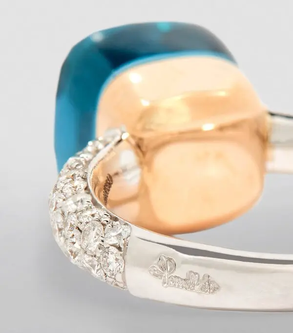 Pomellato Nudo Ring With Topaz And Diamond - Blue