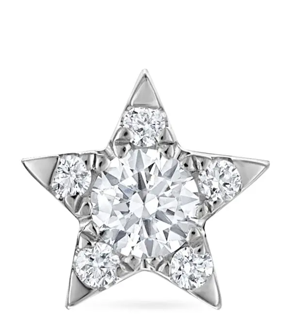 MARIA TASH Gold And Diamond Star Threaded Stud Earring - White