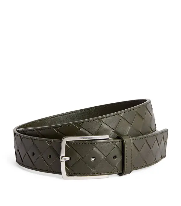 Bottega Veneta Leather Intrecciato Belt - Green
