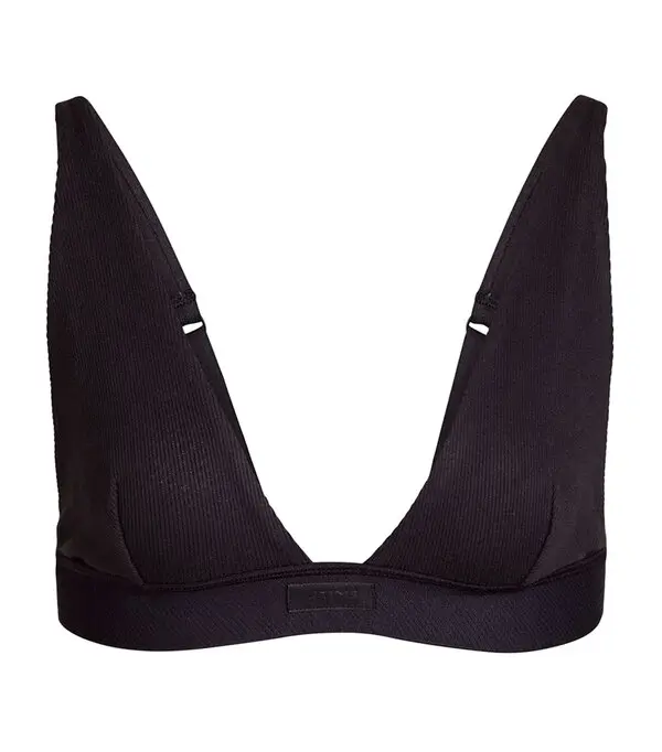 SKIMS Cotton-blend Plunge Bralette - Black