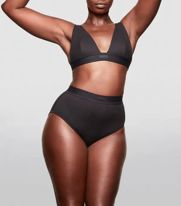 SKIMS Cotton-blend Plunge Bralette - Black