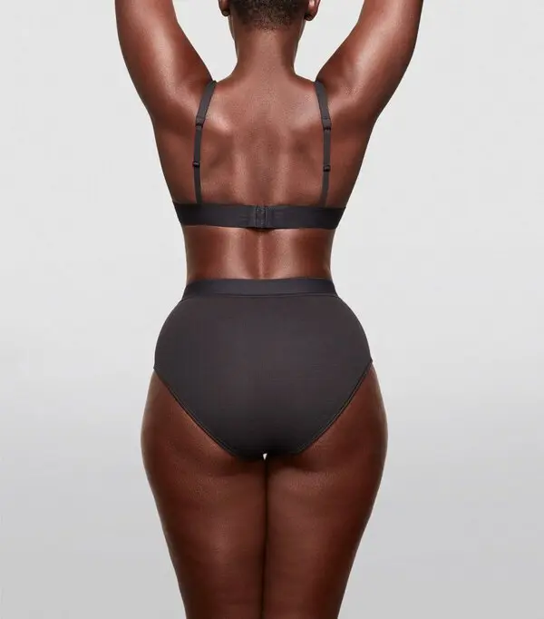 SKIMS Cotton-blend Plunge Bralette - Black