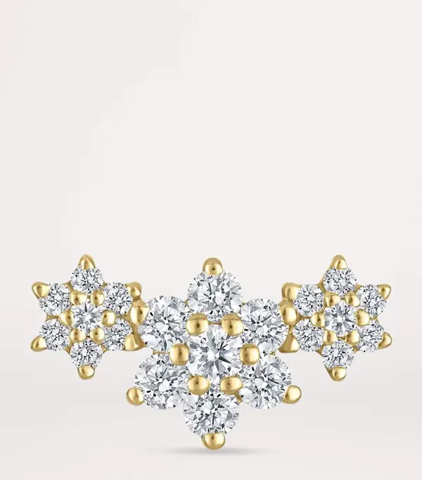 MARIA TASH Three Flower Garland Diamond Threaded Stud Earring - Gold