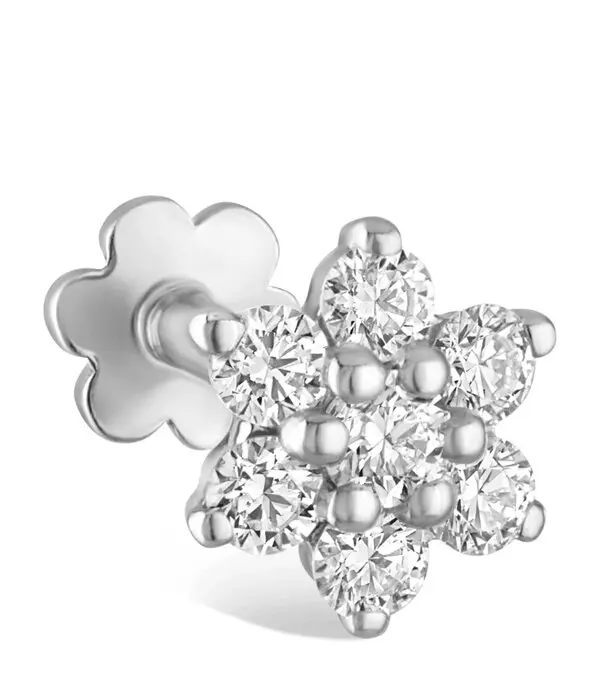 MARIA TASH Gold And Diamond Flower Threaded Stud Earring - White