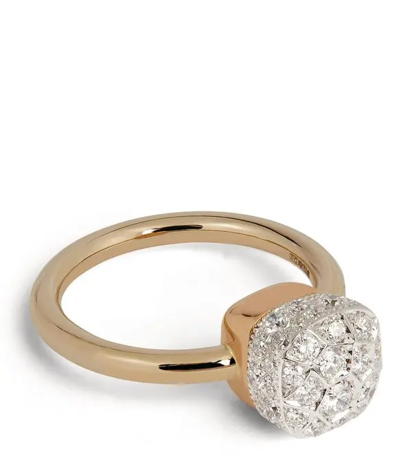 Pomellato Gold, Rose Gold And Diamond Nudo Solitaire Ring - White