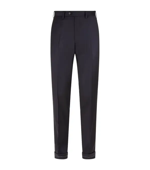 Brioni Wool Tailored Trousers - Blue