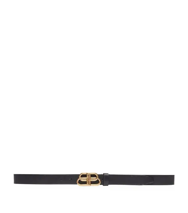 Balenciaga Leather Bb Logo Belt - Black