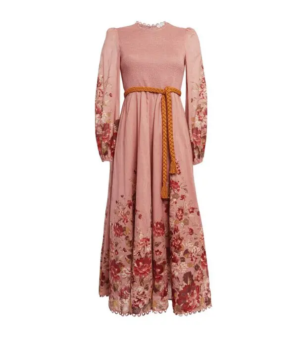 Zimmermann Shirred Cassia Midi Dress - Red | Editorialist