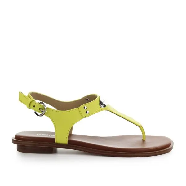 Michael Kors Mk Plate Green Flat Sandal Lime Editorialist