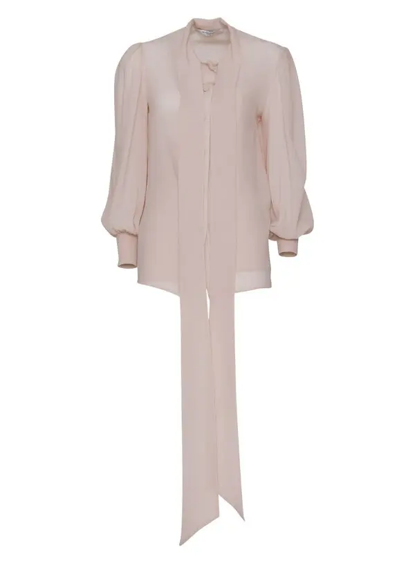 Givenchy Blouse In Silk With Ascot Tie In Blush