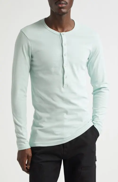 TOM FORD Cotton Knit Henley - Pale Mint